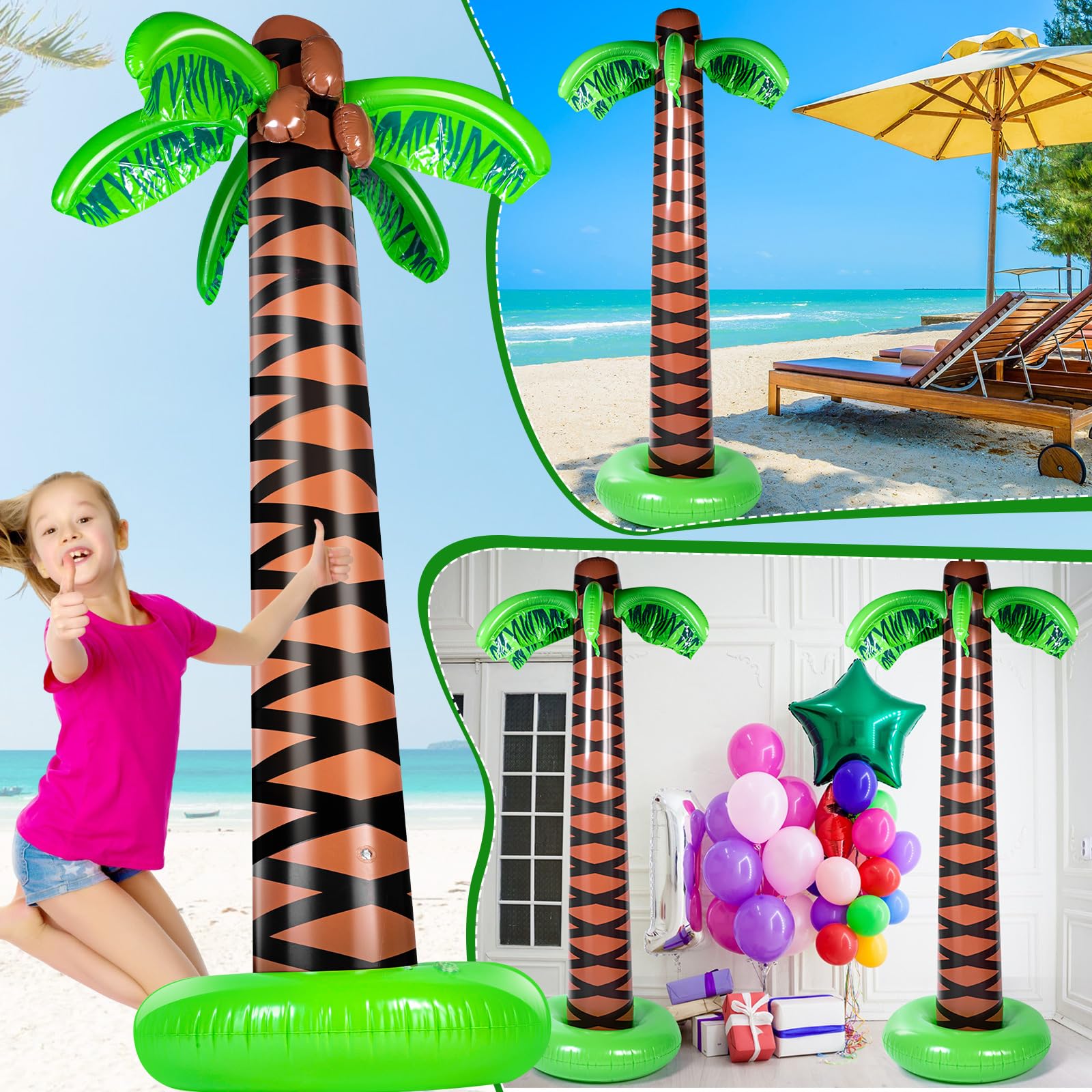 Snapklik.com : 2 Pack 102 Inch Giant Inflatable Palm Tree Blow Up Palm ...