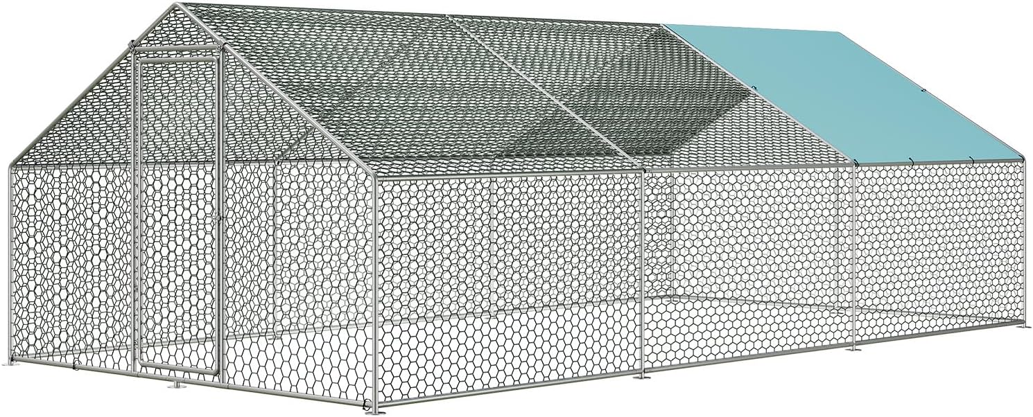 Amazon.com: Sunny Heart Large Chicken Coop Run with Immersed Wire Mesh ...