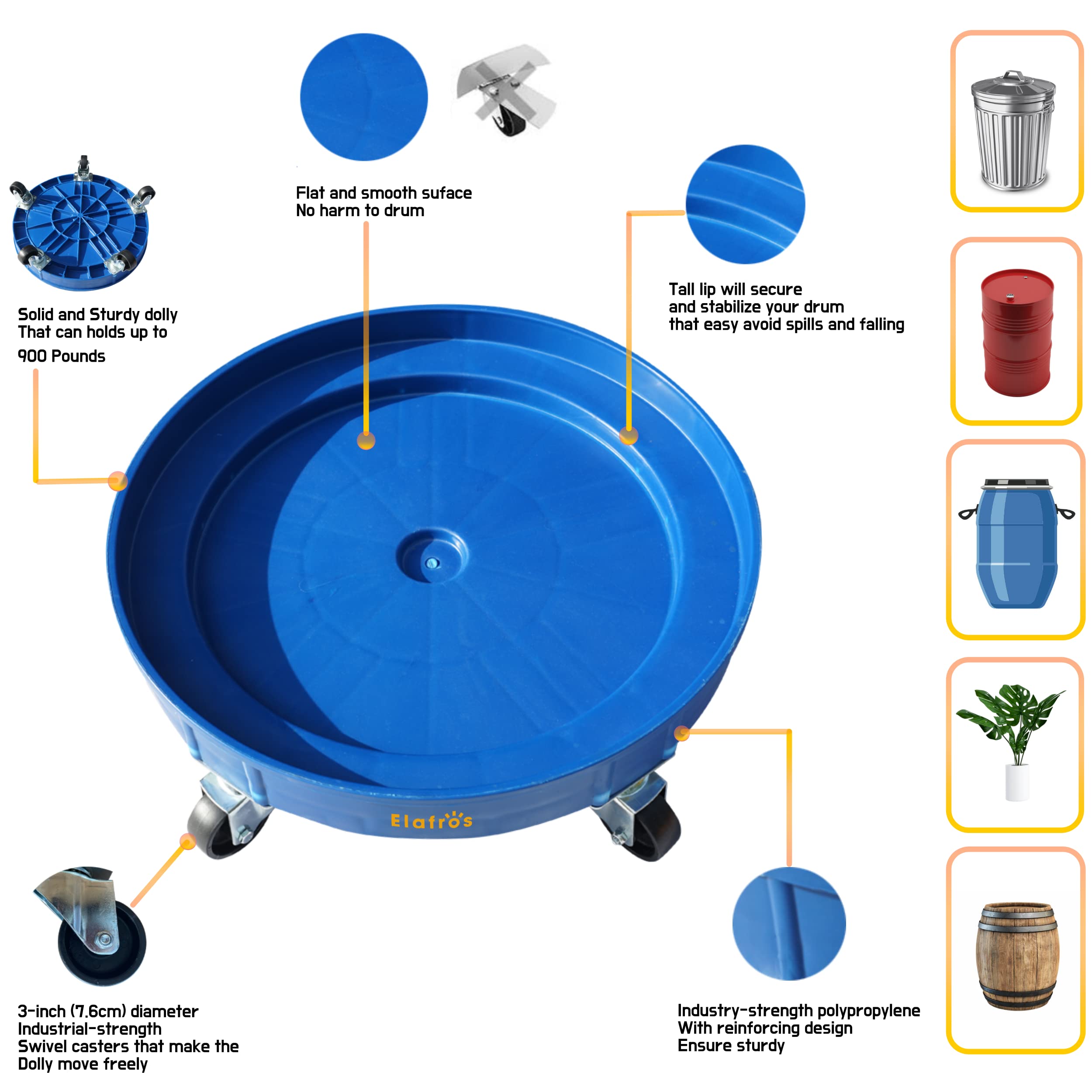 Snapklik.com : ELAFROS 30 Gallon And 55 Gallon Heavy Duty Plastic Drum ...