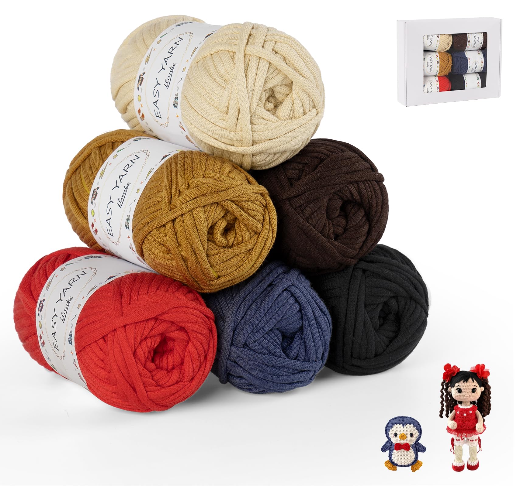ilauke Crochet Yarn 6x50g, Colourful Easy Knitting Yarn, No Split Yarn ...