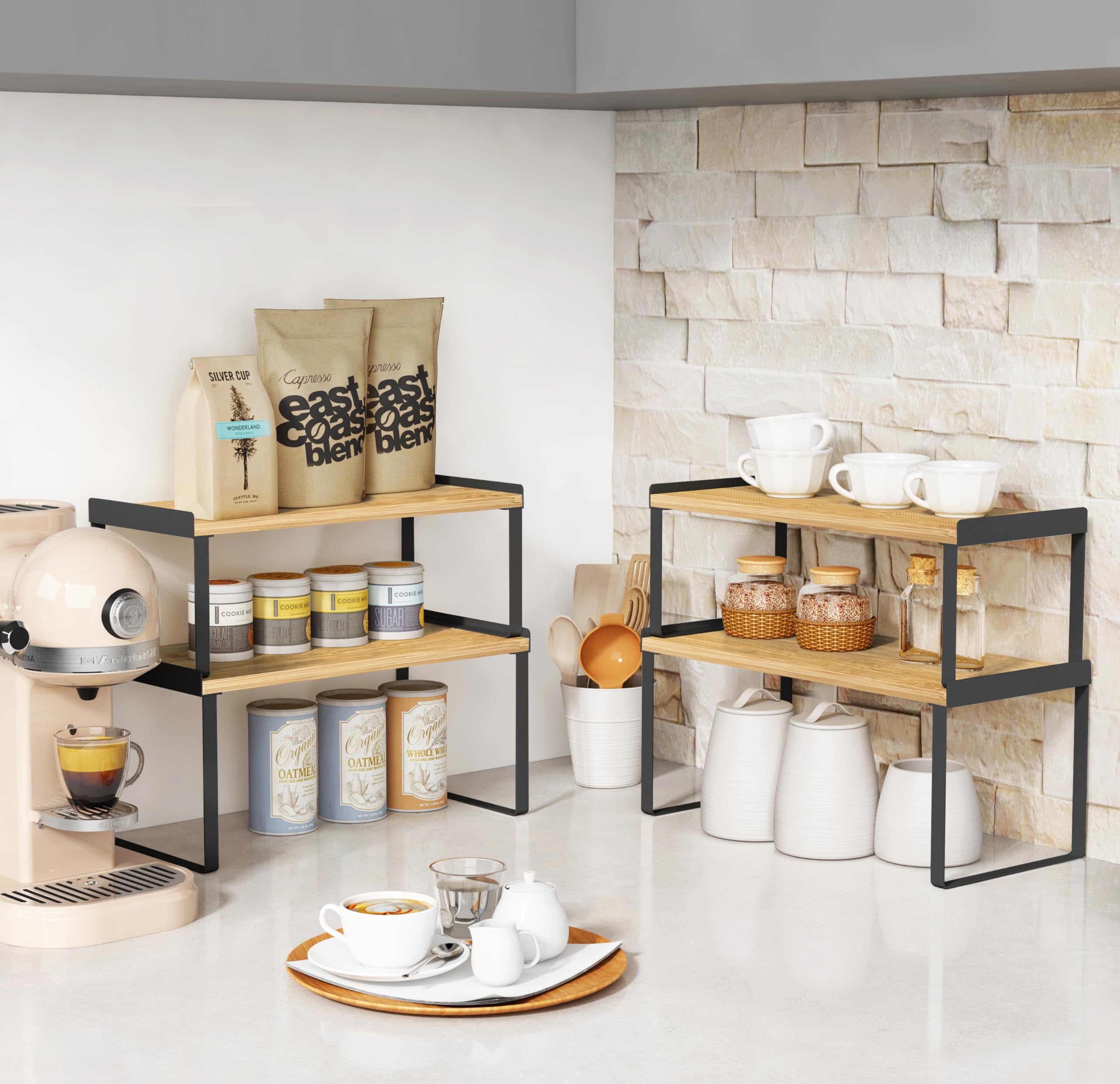 Snapklik.com : Goozii Kitchen Cabinet Organizer Shelf Set Of 4 ...
