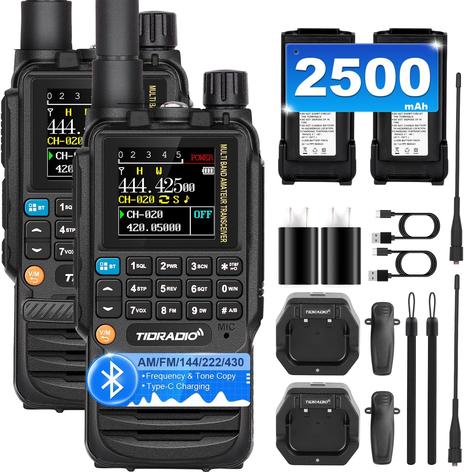 Amazon.com: TIDRADIO TD-H3 Ham Radio 8-Band Rechargeable 2500mAh Large ...