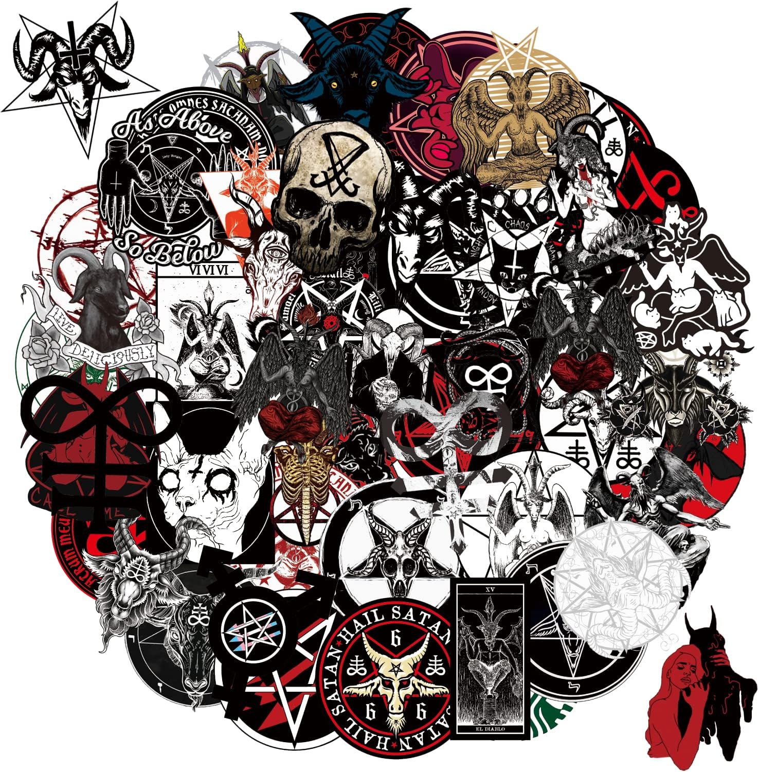 Amazon.com: Satanic Stickers 100 Pack,Devil Stickers for Water Bottle ...
