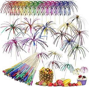 Amazon.com | ESUOHYM 100 PCS Fireworks Cocktail Picks Sparklers ...