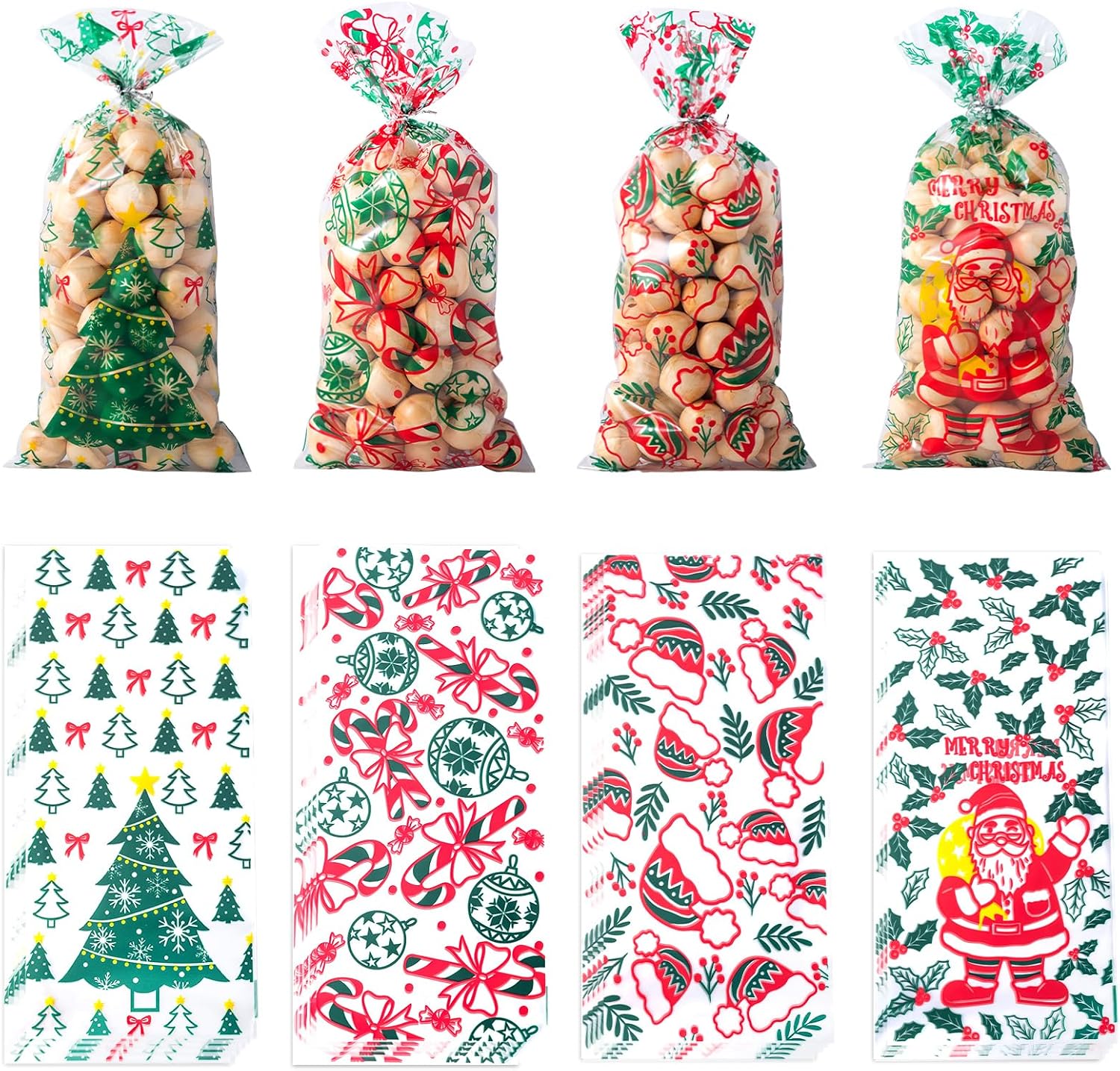 Amazon.com: SLSON 100PCS Christmas Cellophane Dog Treat Bags Dog Gift ...