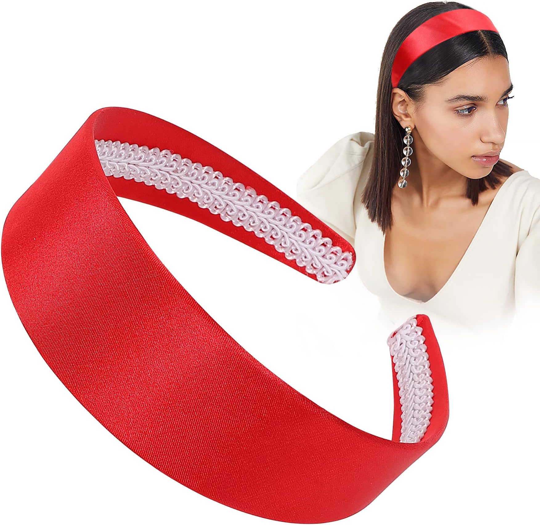 Amazon.com : Ivyu Red Headband for Women 70s Headband Wide Thick ...