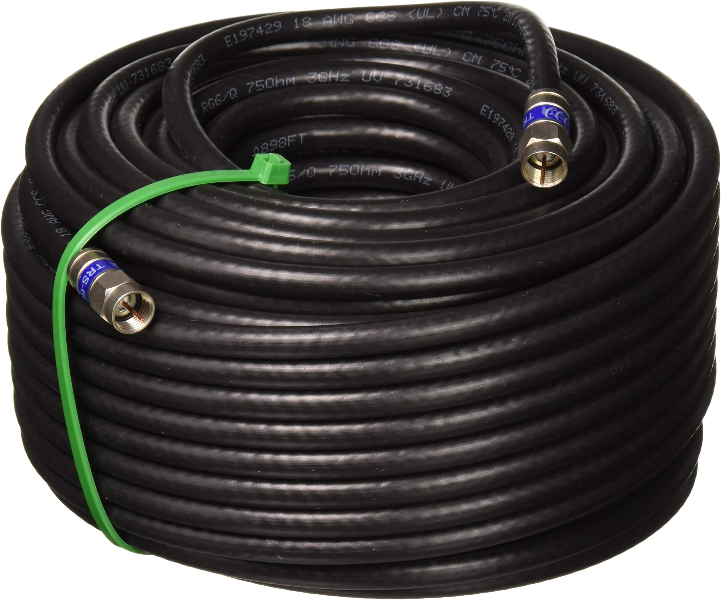 Amazon.com: 100ft Weather Seal Quad Shield Outdoor 3GHZ RG-6 Coaxial ...