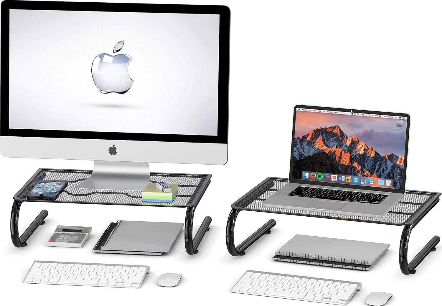 Amazon.com: Simple Houseware Mesh Monitor Stand Riser, Black, 2 Pack ...