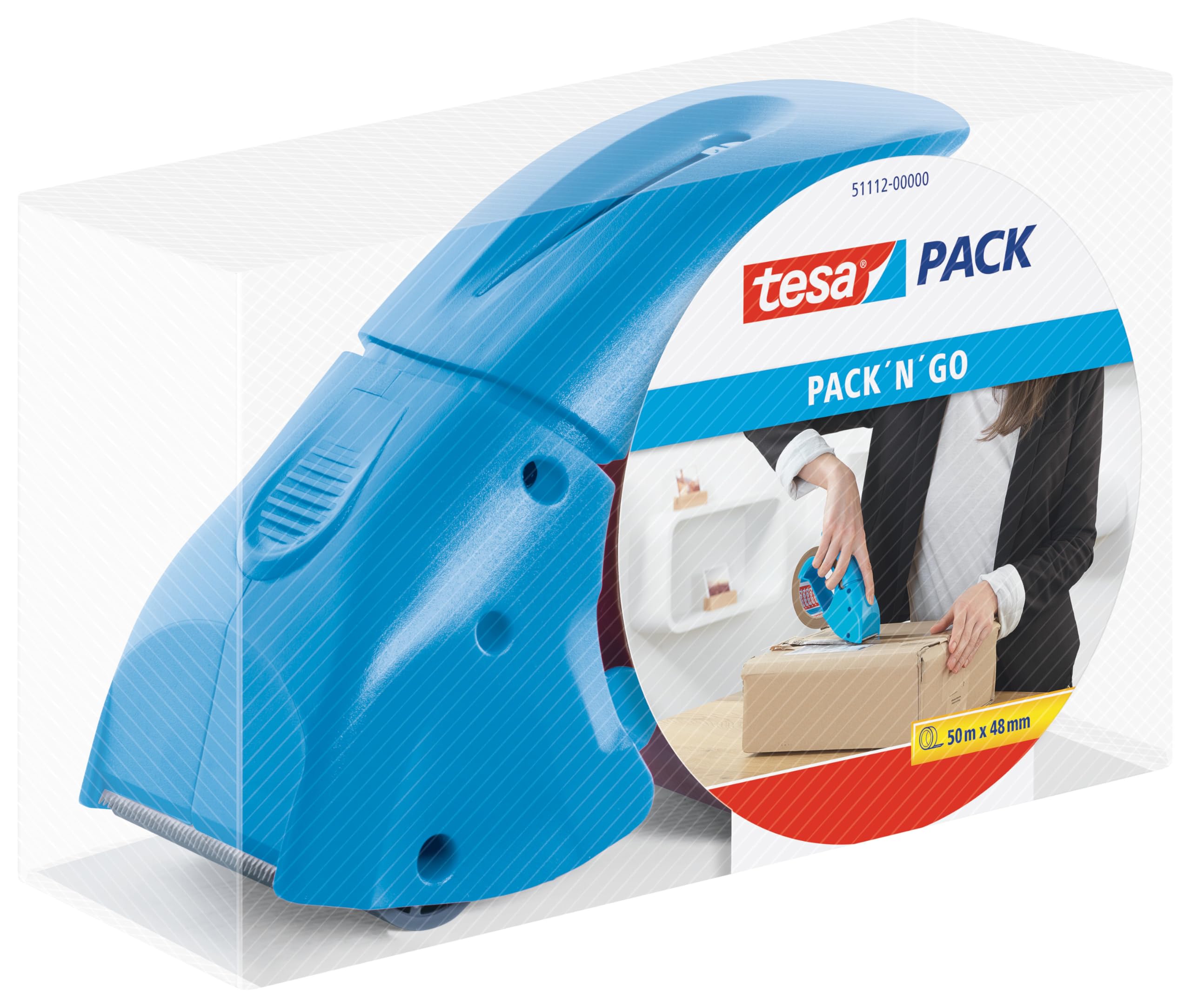 tesa tesapack Hand Dispenser Pack-N-Go - Ergonomic Handheld Blue ...