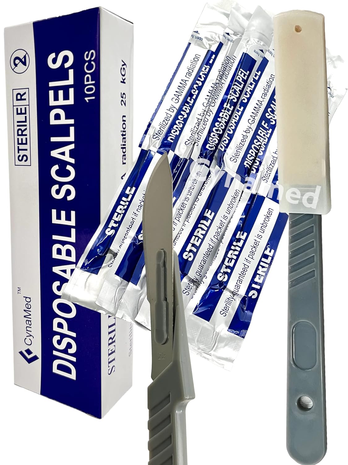 Cynamed Disposable Scalpel Blades No. 22 With Plastic Handle ! Suitable ...