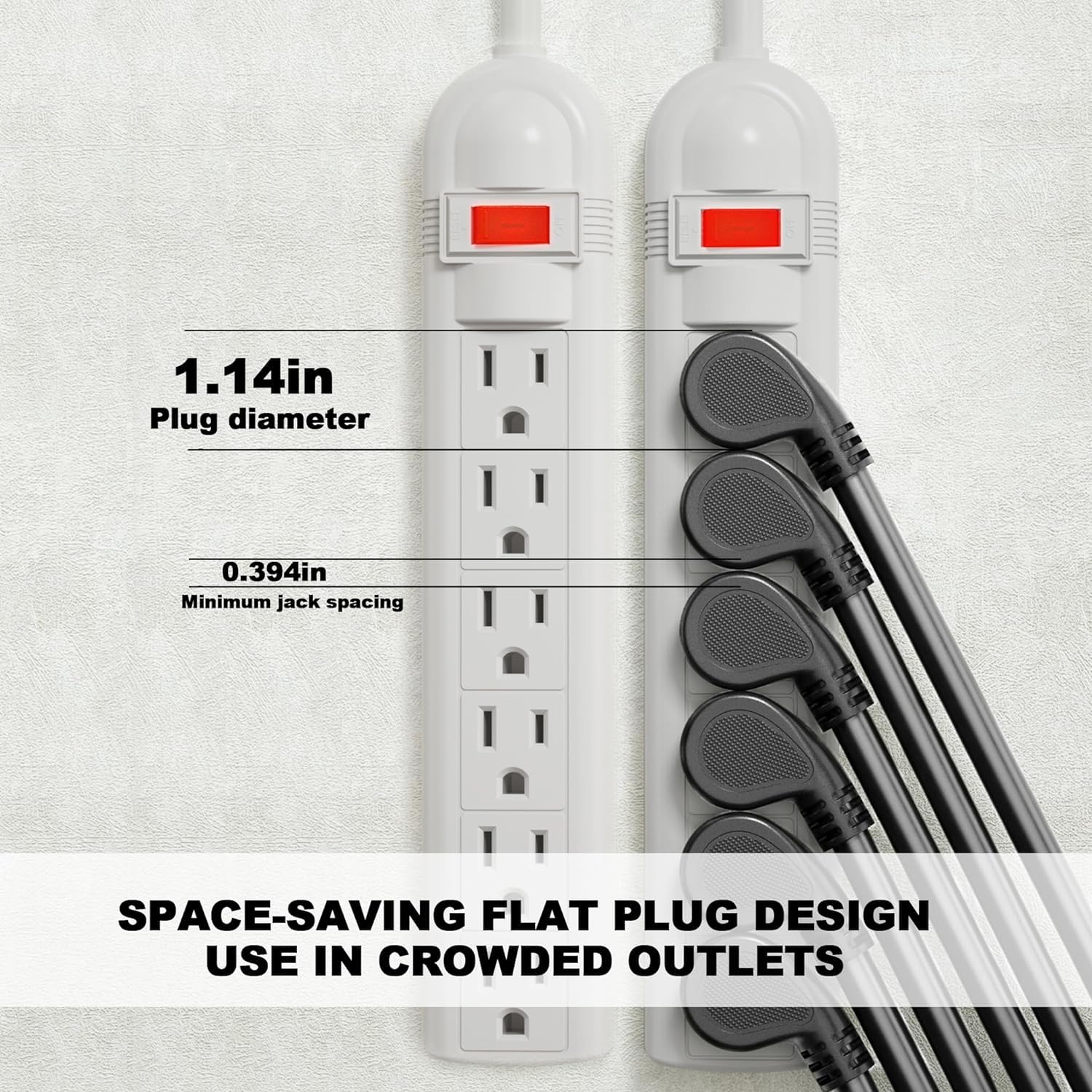 Snapklik.com : 3 Pack 3 Foot Flat Plug Extension Cord Black, 14/3 Gauge ...