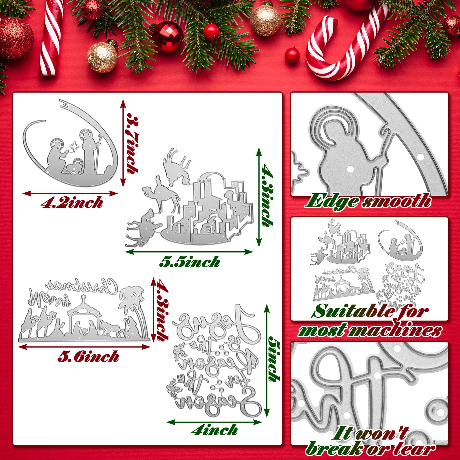 Snapklik.com : 4 Pcs Christmas Nativity Metal Die Cuts Nativity Scene ...