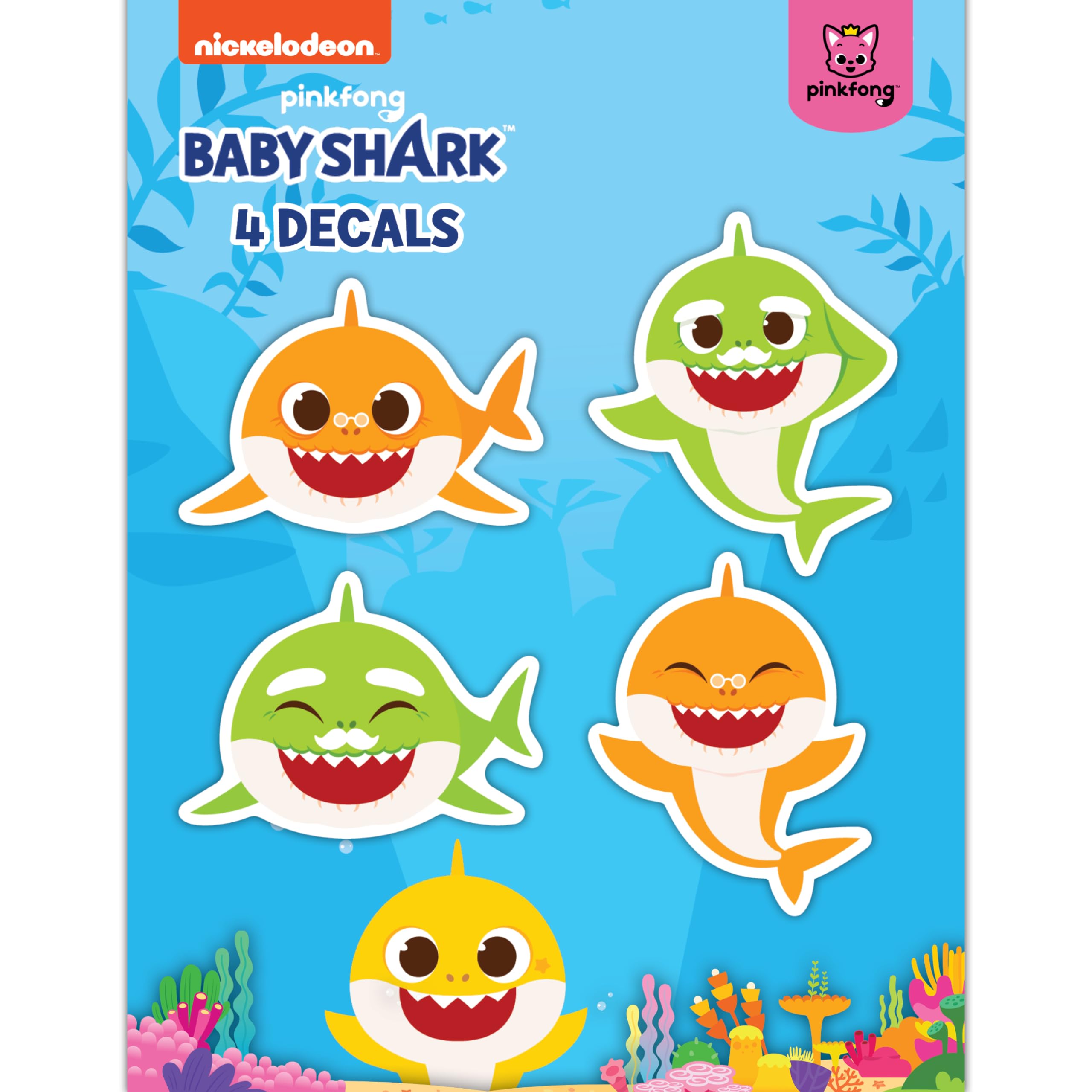 Amazon.com - Baby Shark Decals - Set of 4 Officially Licensed PinkFong ...