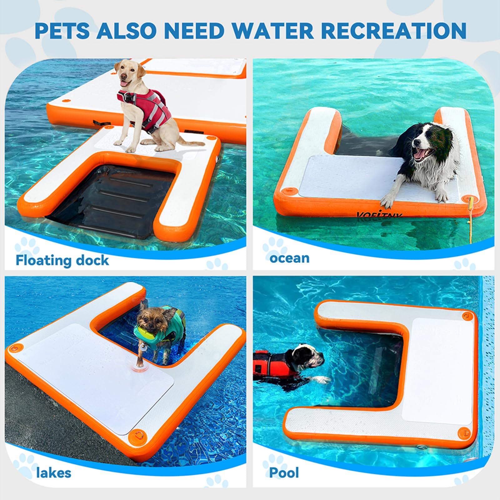 Snapklik.com : VOFiTNY Inflatable Pup Plank Dog Floating Dock Water ...