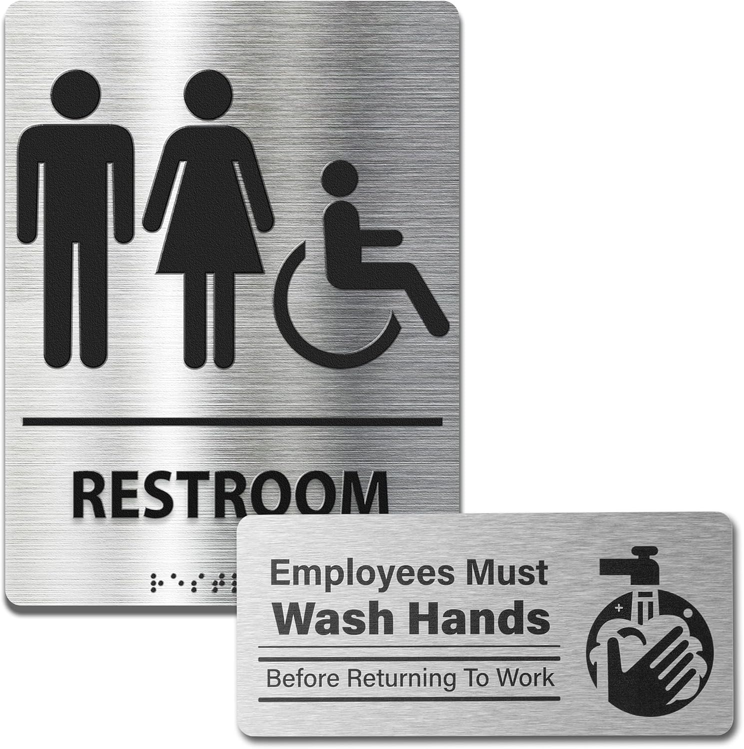 Amazon.com : ADA-Mark Modern Restroom Sign for Business Employees Must ...