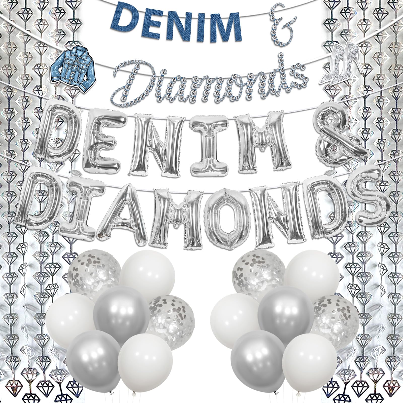 Denim And Diamonds Birthday Balloons