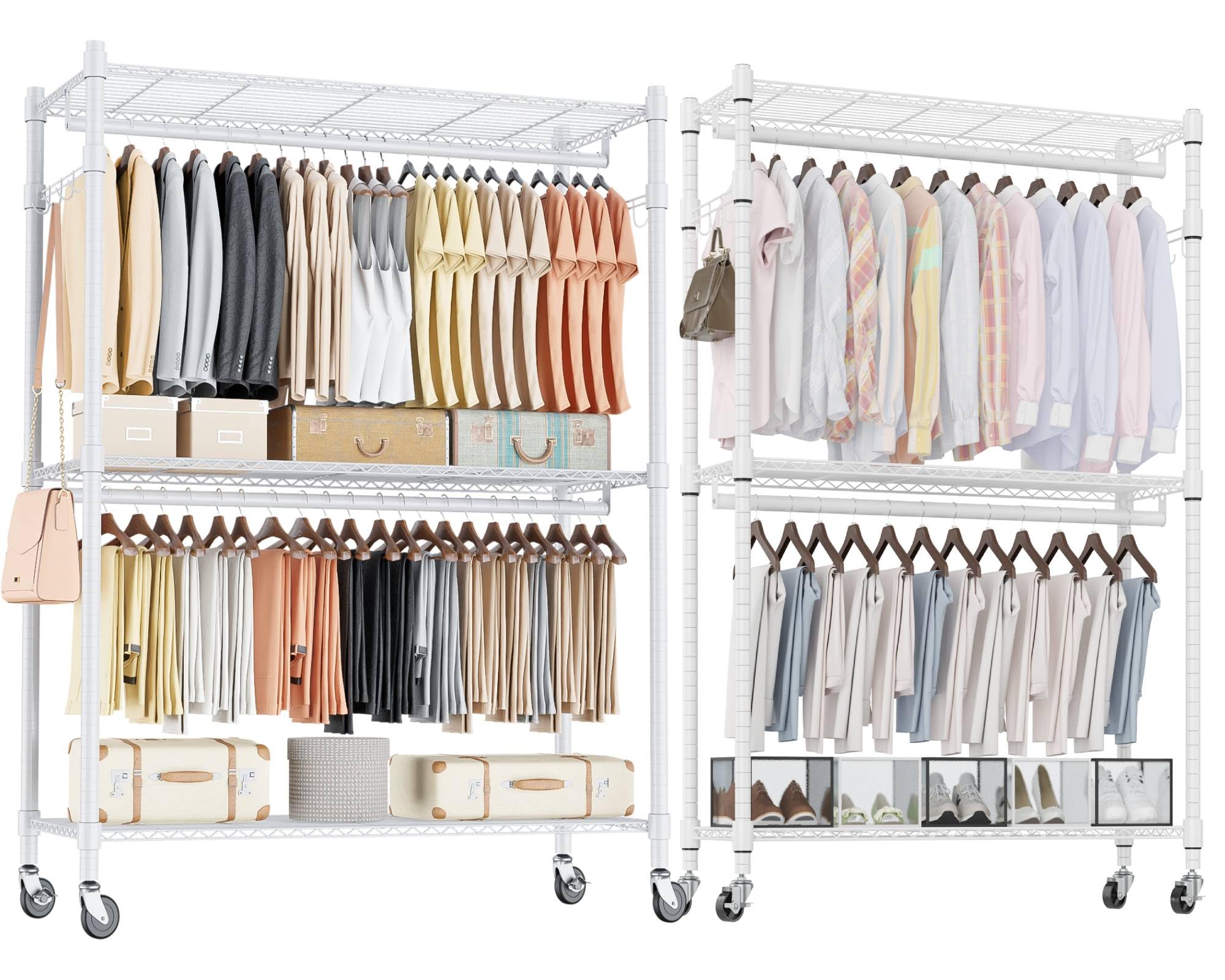 Amazon.com: Homdox 3 Tier Heavy Duty Garment Rack with Wheels ...