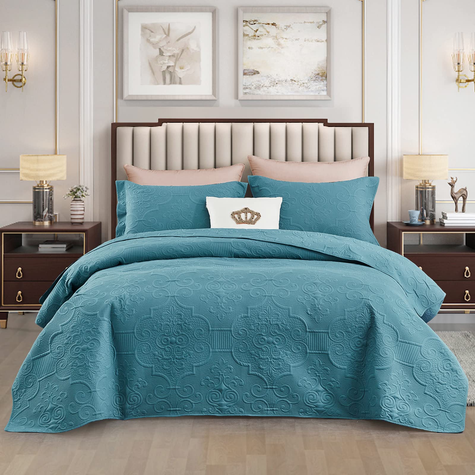 Amazon.com: CHIXIN Quilt California King Size - Damask Paisley ...