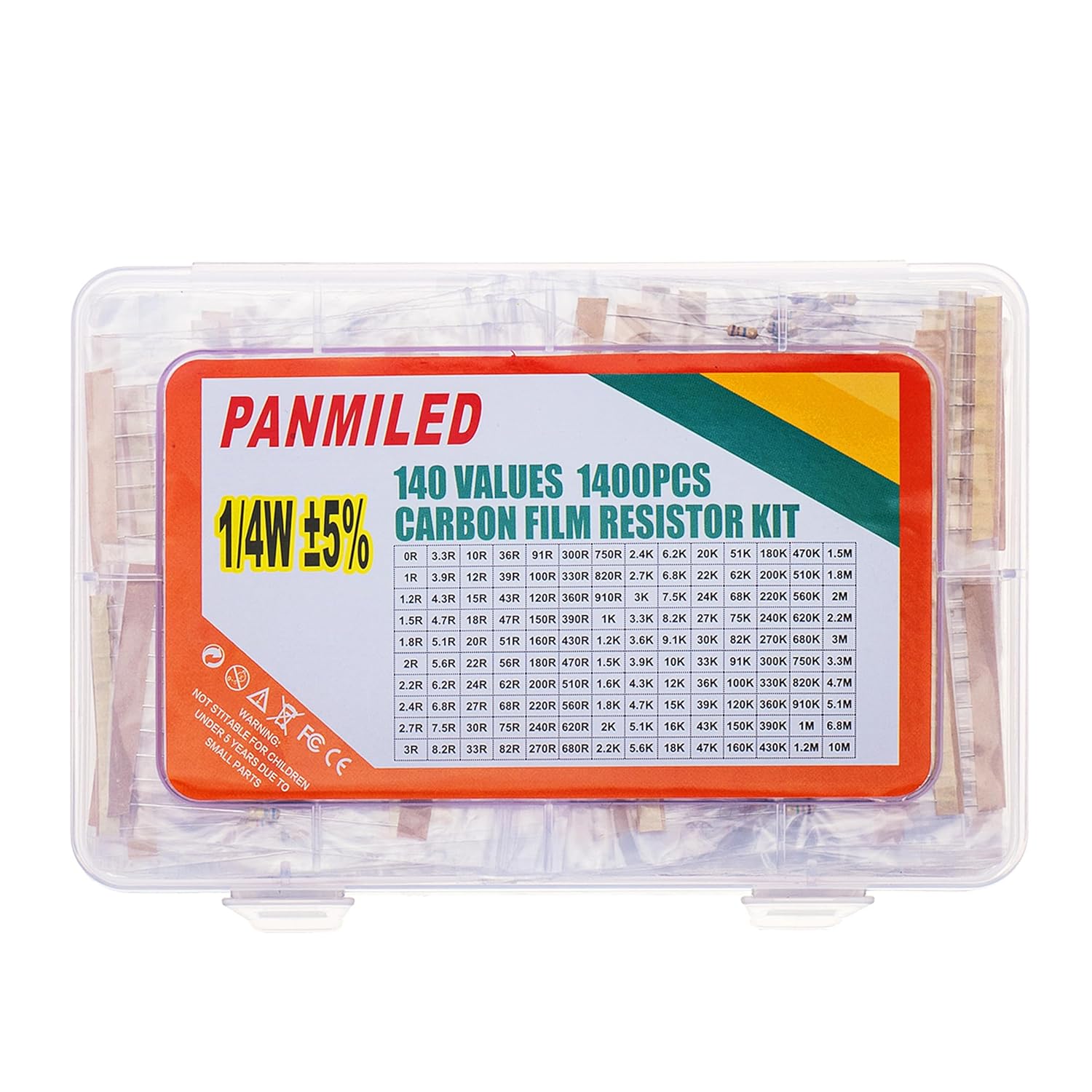 PANMILED 140 Values 1400 Pieces Resistors Assortment Kit 0 ohm-10M ohm ...