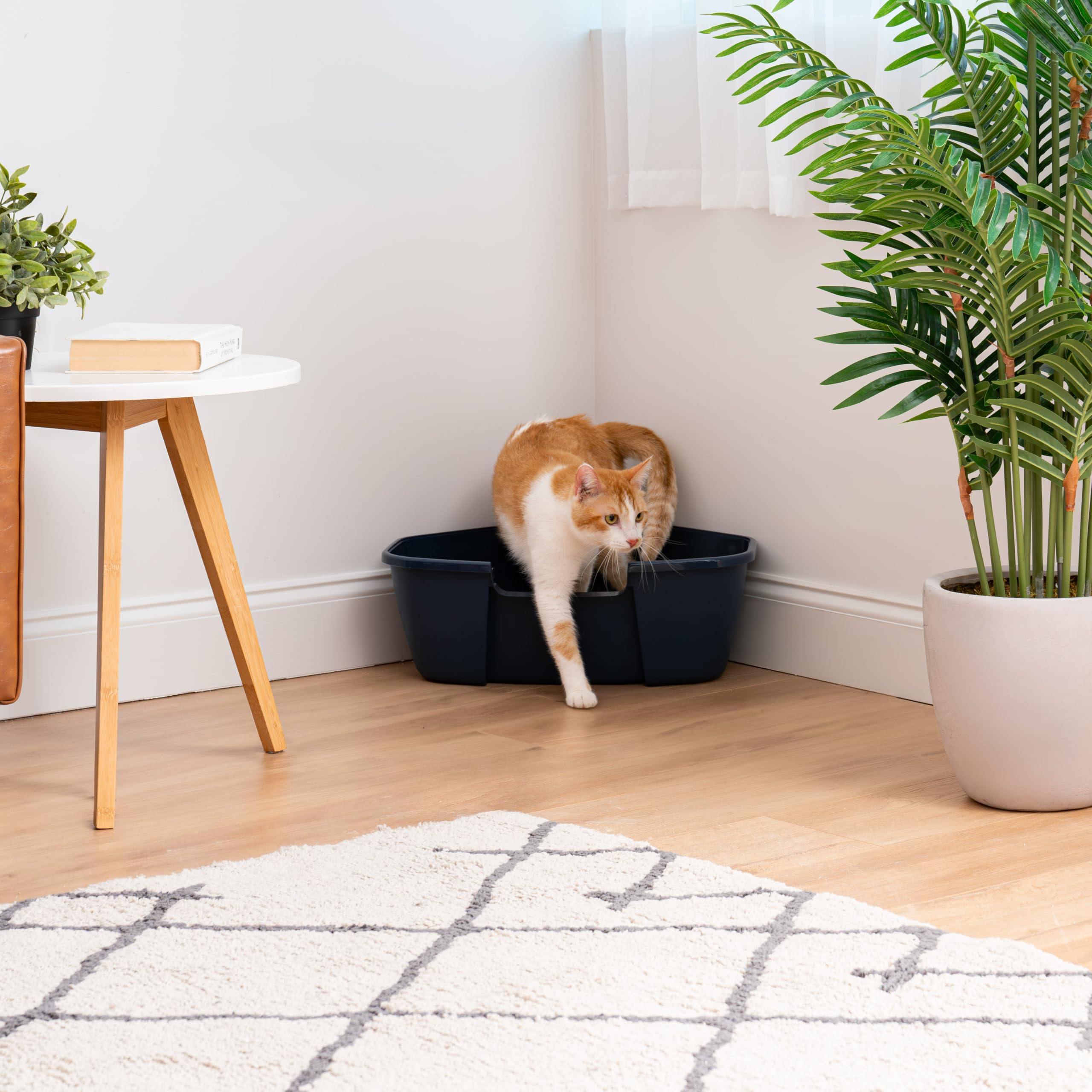 Snapklik.com : IRIS USA Large Corner Cat Litter Box