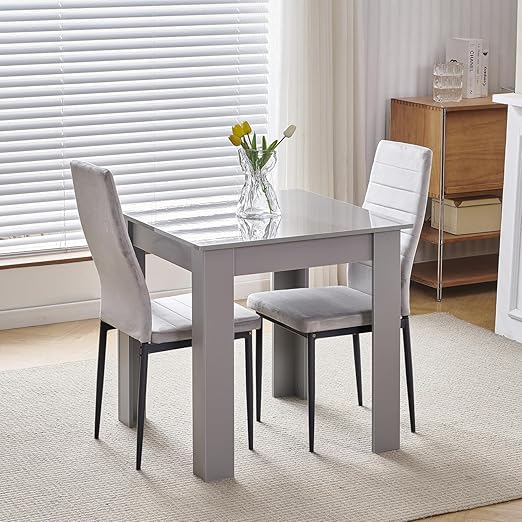 NICEME Compact Dining Table and 2 Chairs, Small Dining Room Set for 2 ...