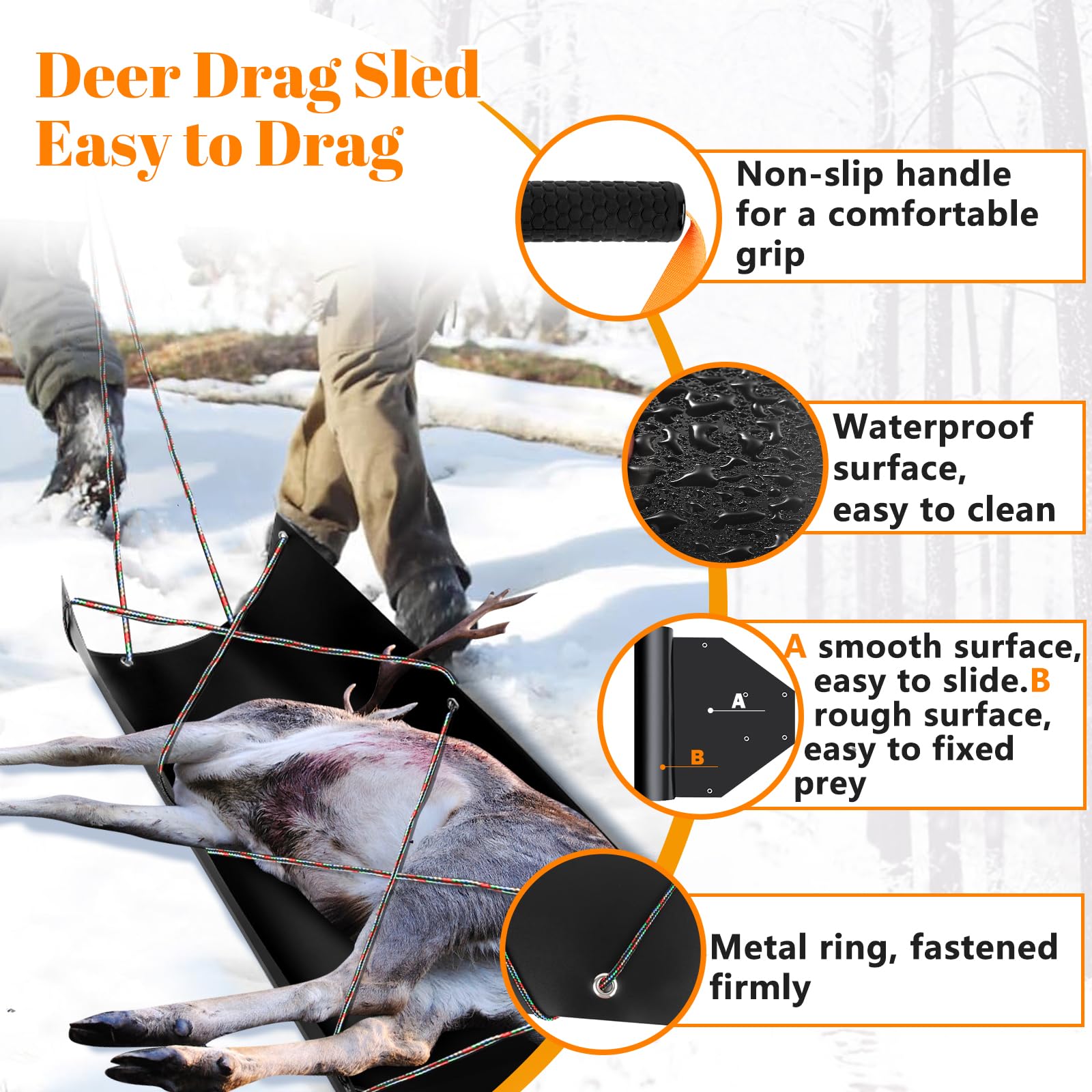 Hunting Cart 2 Pcs Deer Drag Sleds Deer Sled Game Hauler With 2 Togo ...