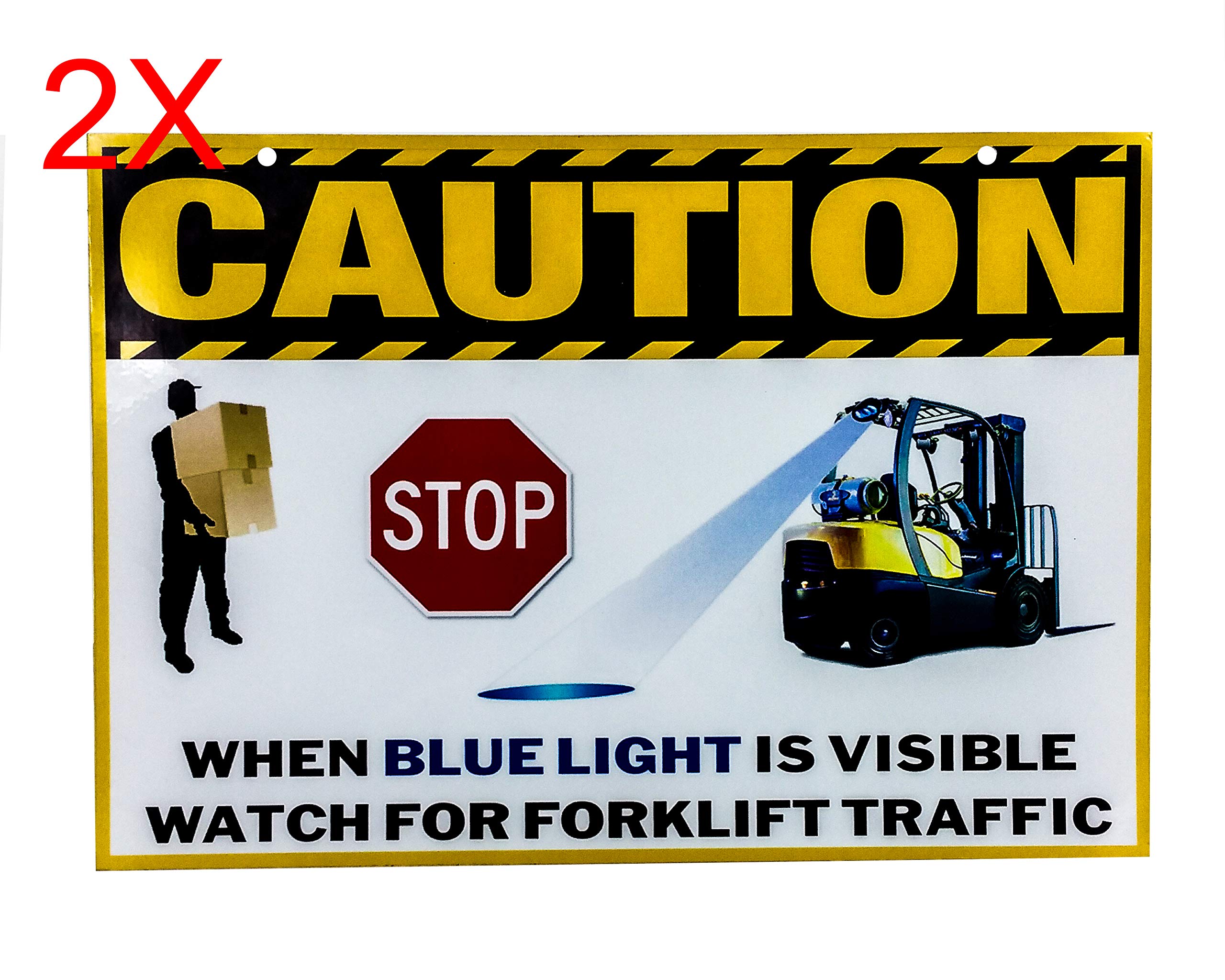 Set of 2 Laminated Vinyl Forklift Traffic Sign Caution Safety Warning ...