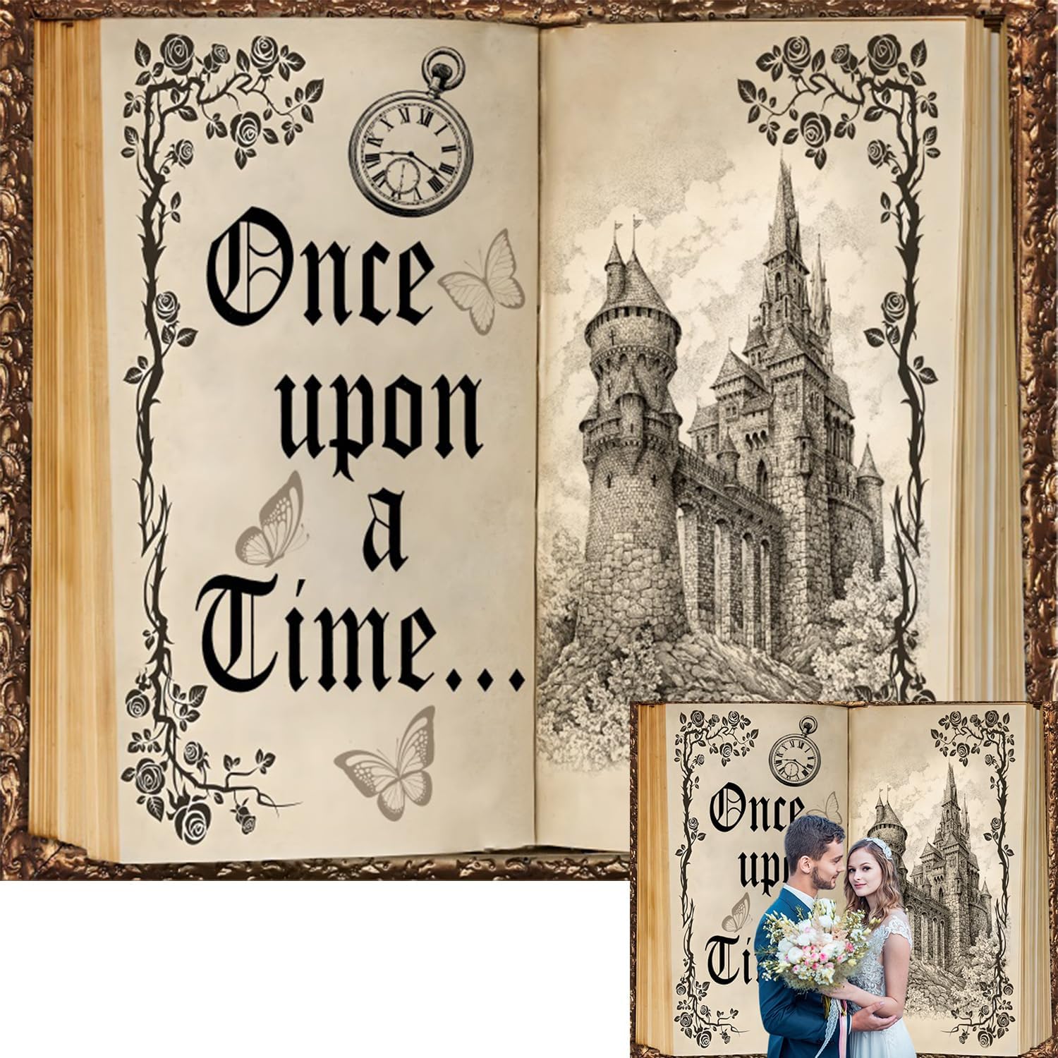 Amazon.com : Once Upon a Time Backdrop Fairy Tale Books Ancient Castle ...