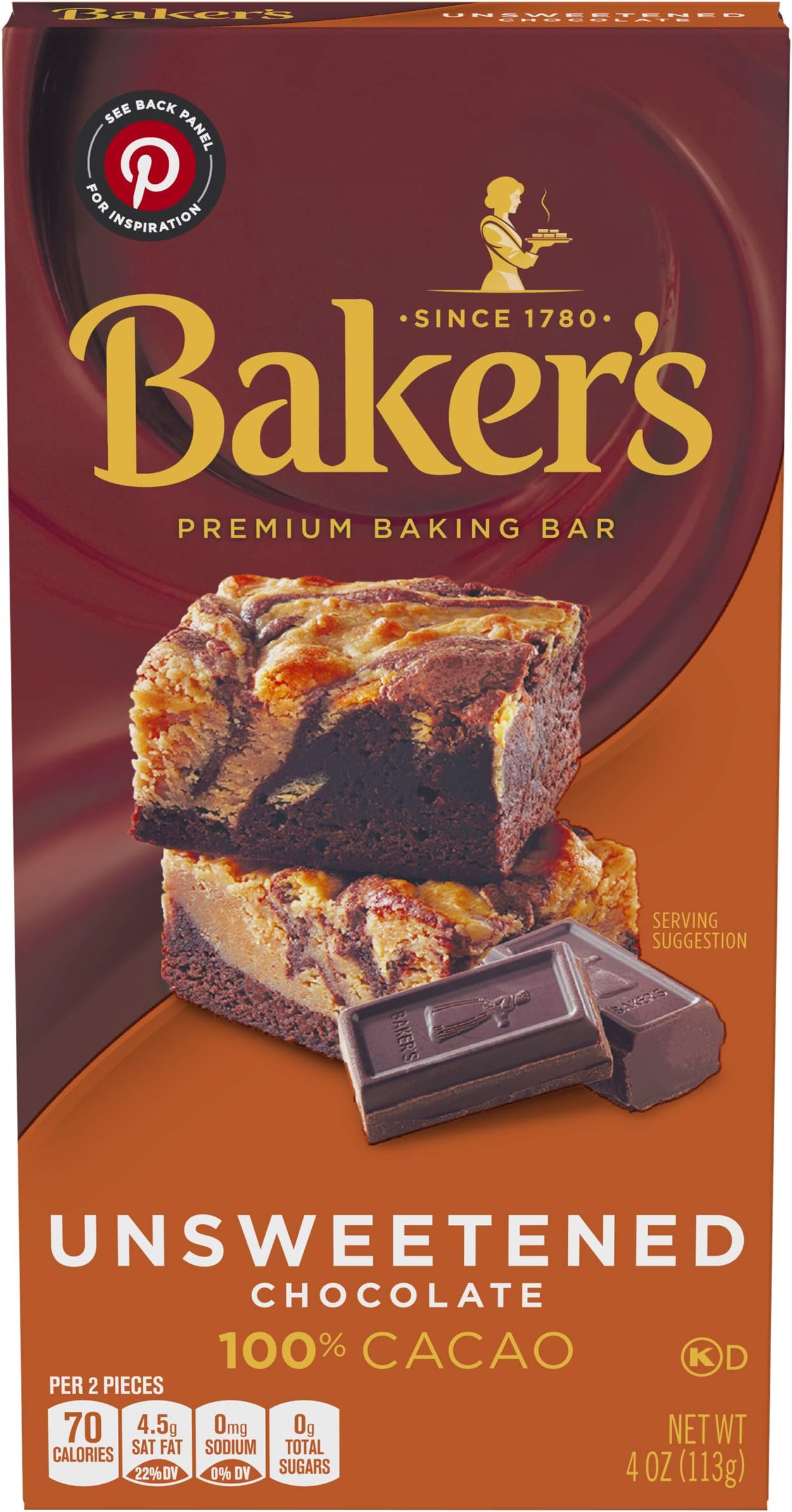 Amazon.com: Baker's Unsweetened Chocolate Premium Baking Bar with 100 % ...