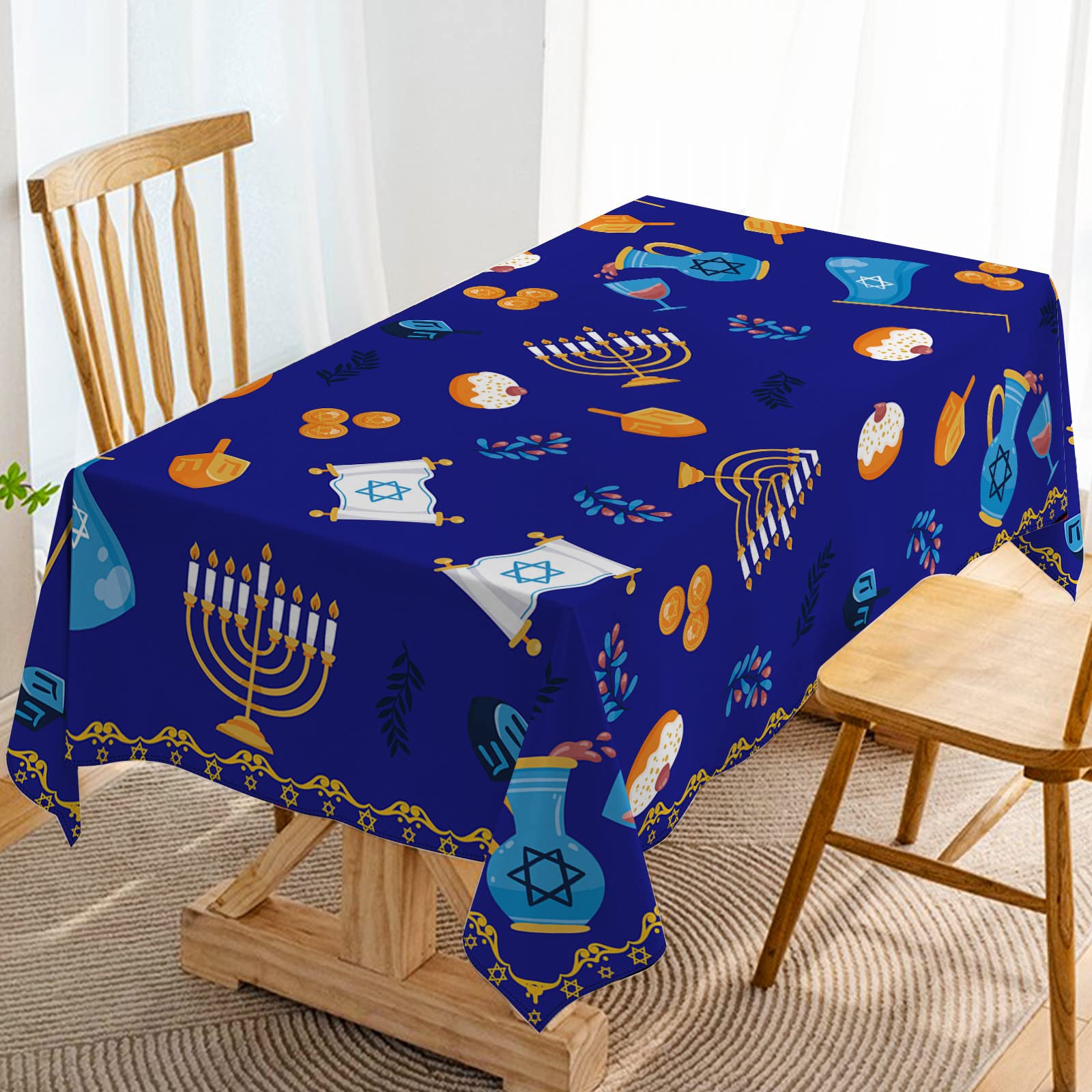 Amazon.com: Hafangry Hanukkah Tablecloth Jewish Chanukah Menorah ...