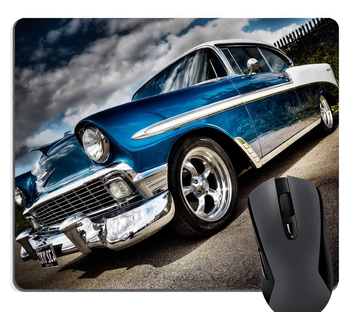 Amazon.com: Wknoon Retro Cars Mouse Pads, Classic Blue and White Car ...