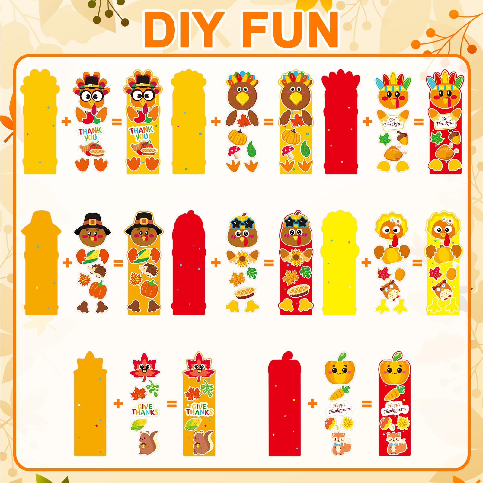 Snapklik.com : 32 Sets Thanksgiving Fall Bookmark Crafts Kits For Kids