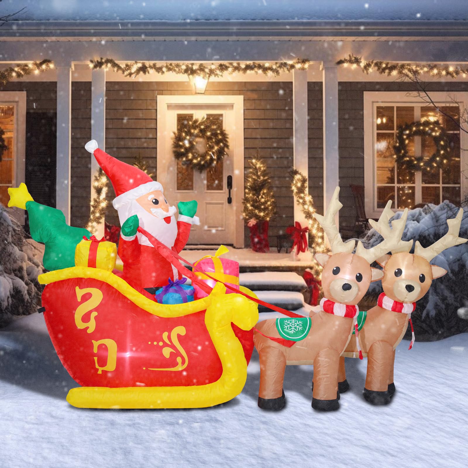 Amazon.com: 6 FT Christmas Inflatable Decorations,Santa Claus on Sleigh ...