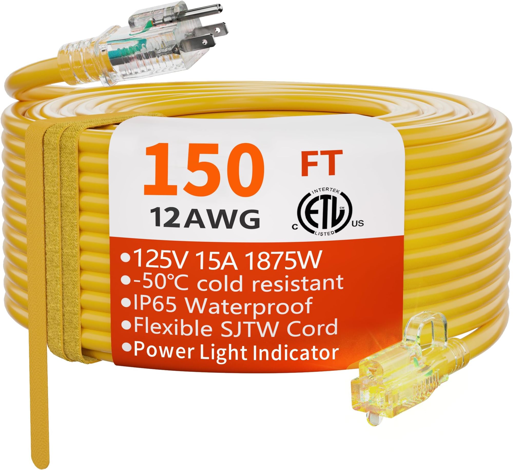 Amazon.com: PlugSaf 14/3 Gauge Black Outdoor Extension Cord 200 ft ...