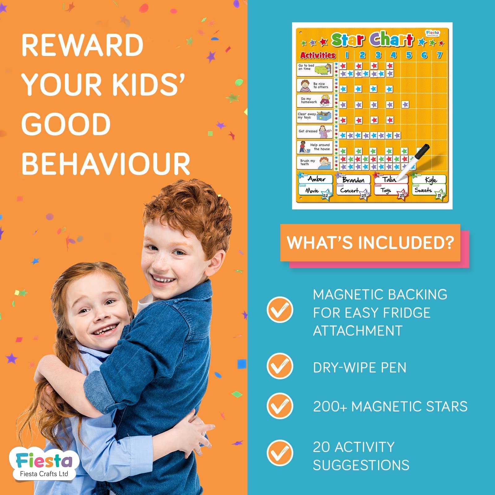 Fiesta Crafts Star Reward Chart - Motivational Magnetic Behaviour ...