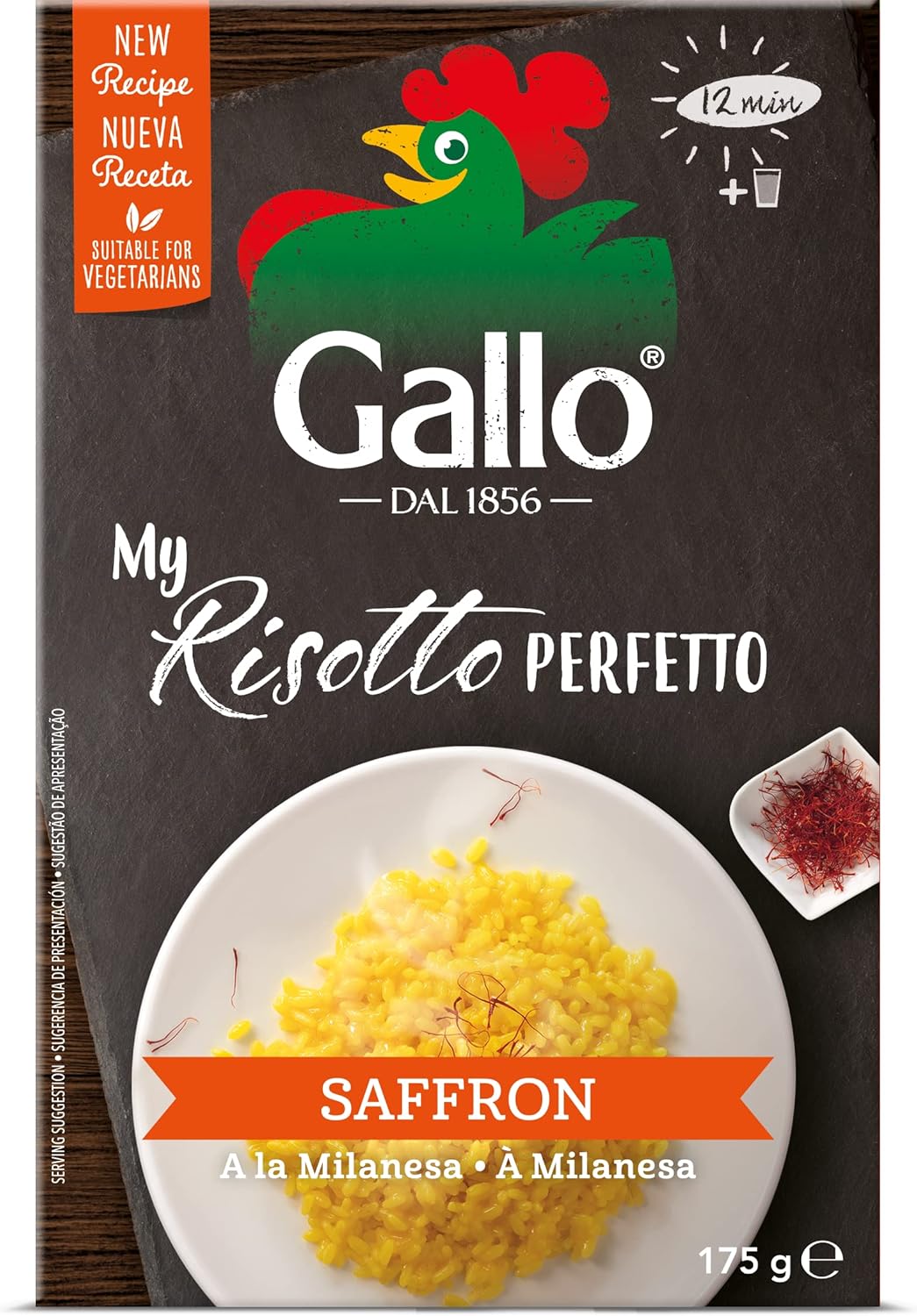 Riso Gallo My Risotto Perfetto Vegetarian Saffron, 175 g (Pack of 6 ...