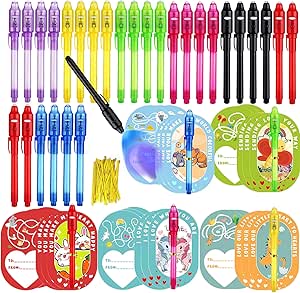 Invisible Ink Pens for Kids,28 Pack Spy Pens with Cards,Magic Pen with UV Light for Secret ...
