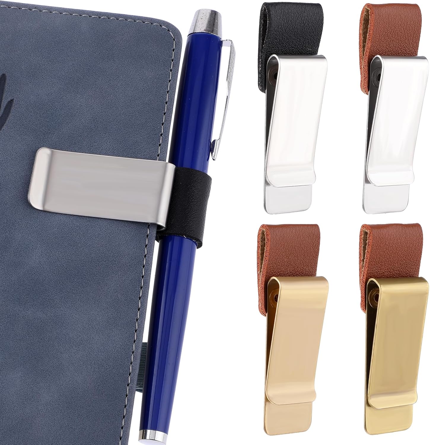 Amazon.com: Mabor 4Pcs Vintage Style Pen Loop Clip, PU Leather Notebook ...
