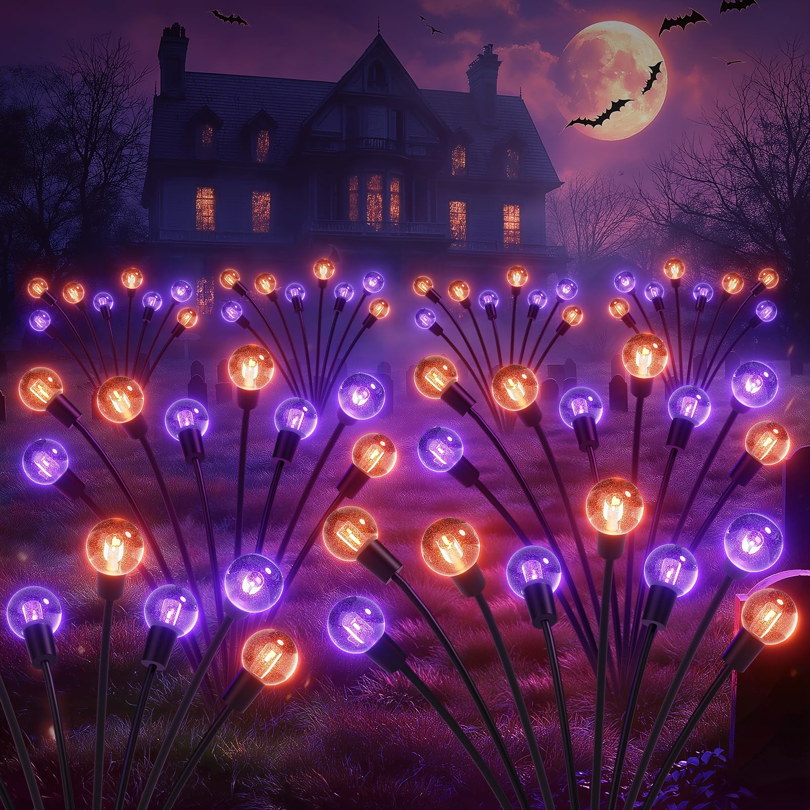 Amazon.com : 4Pack Halloween Decorations Outdoor, KELME Purple & Orange ...
