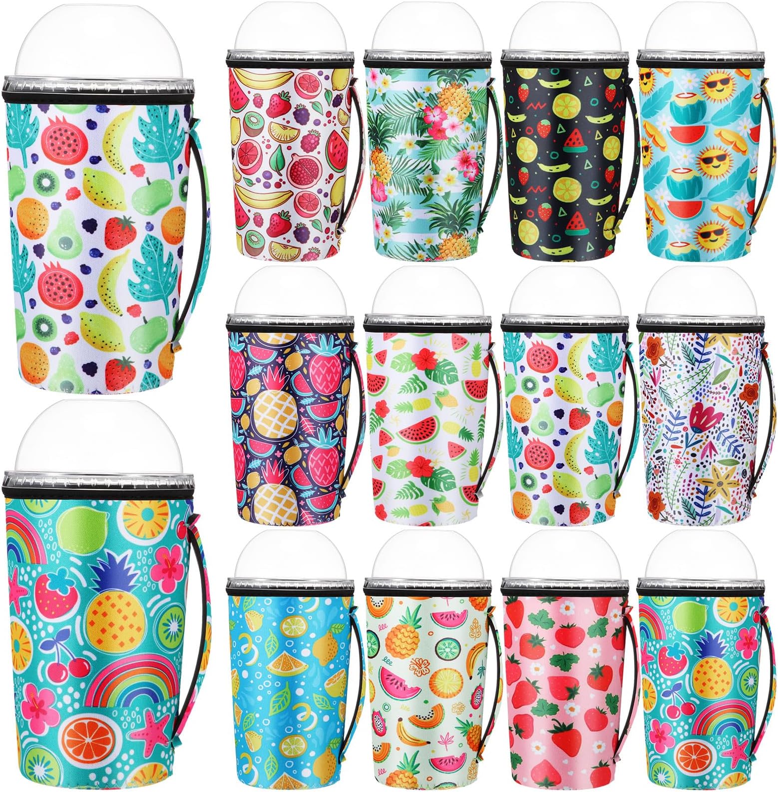 Amazon.com: Boao 12 Pieces Reusable Iced Coffee Cup Sleeve Insulator ...