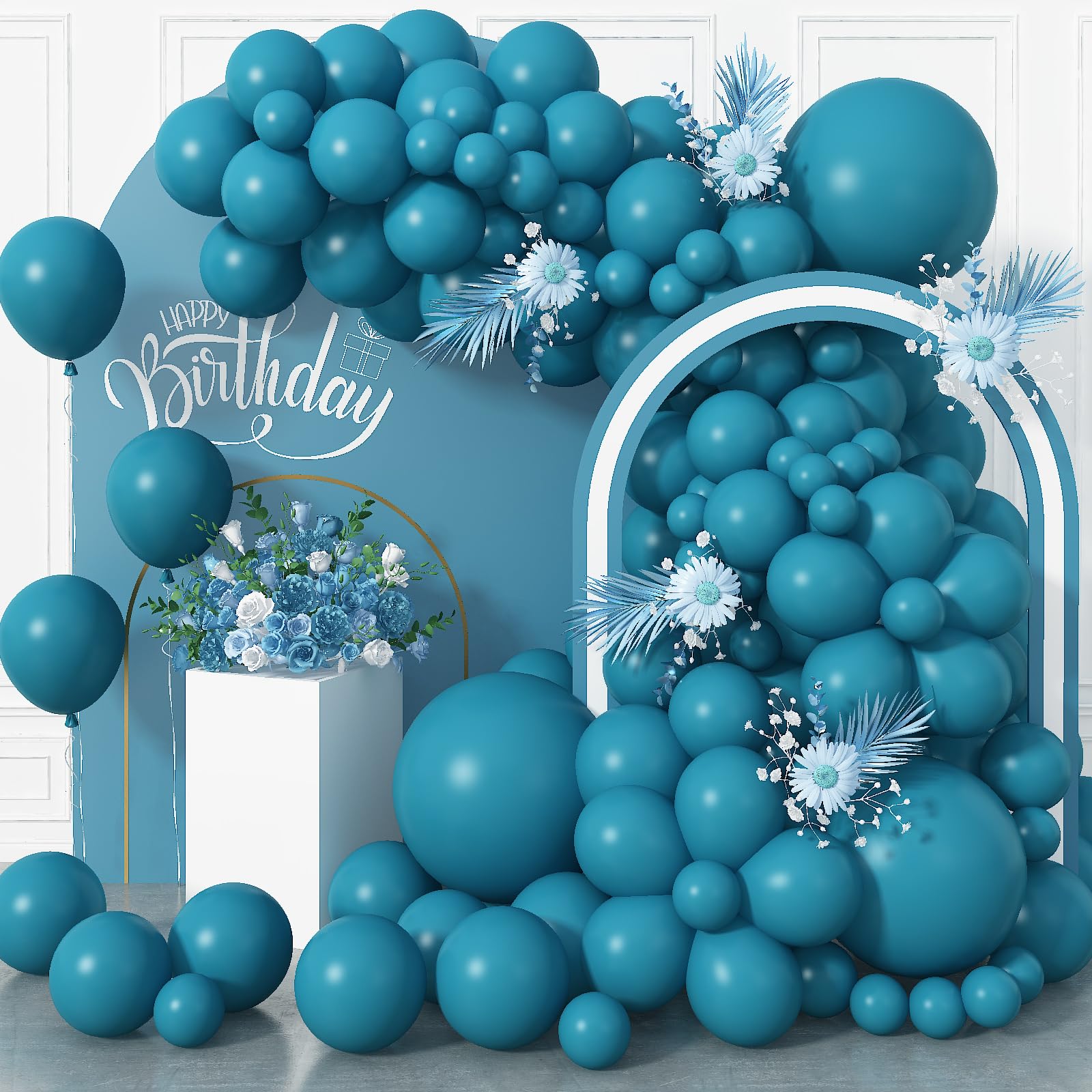 Amazon.com: Peacock Blue Balloons,113Pcs Turquoise Blue Balloon Arch ...
