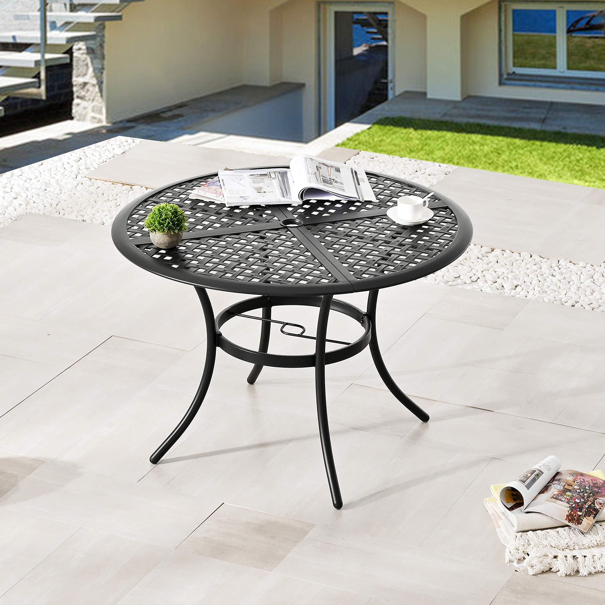 Amazon.com : Garden Elements Outdoor Wave Glass Patio Dining Furniture ...