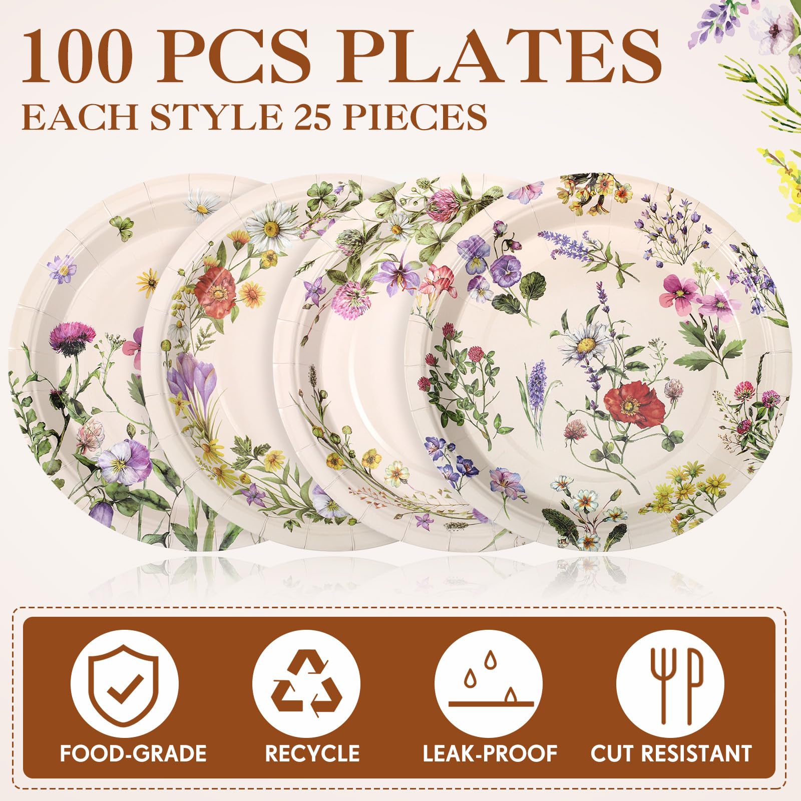 Snapklik.com : 60 Pieces Vintage Floral Paper Plates 9 Inch, Floral ...