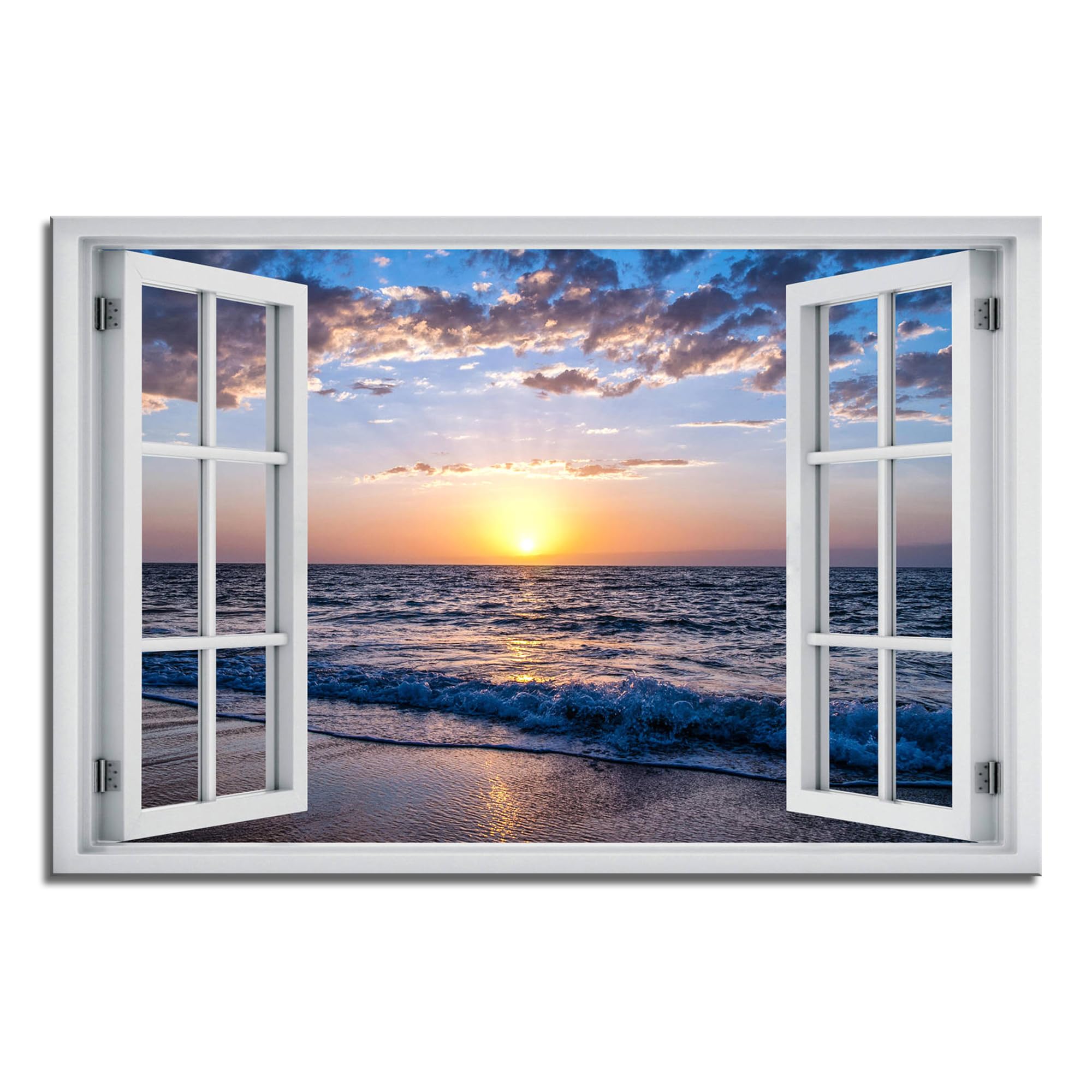 Amazon.com: Window View Posters Beach Coastal View Sunset Wall Art ...