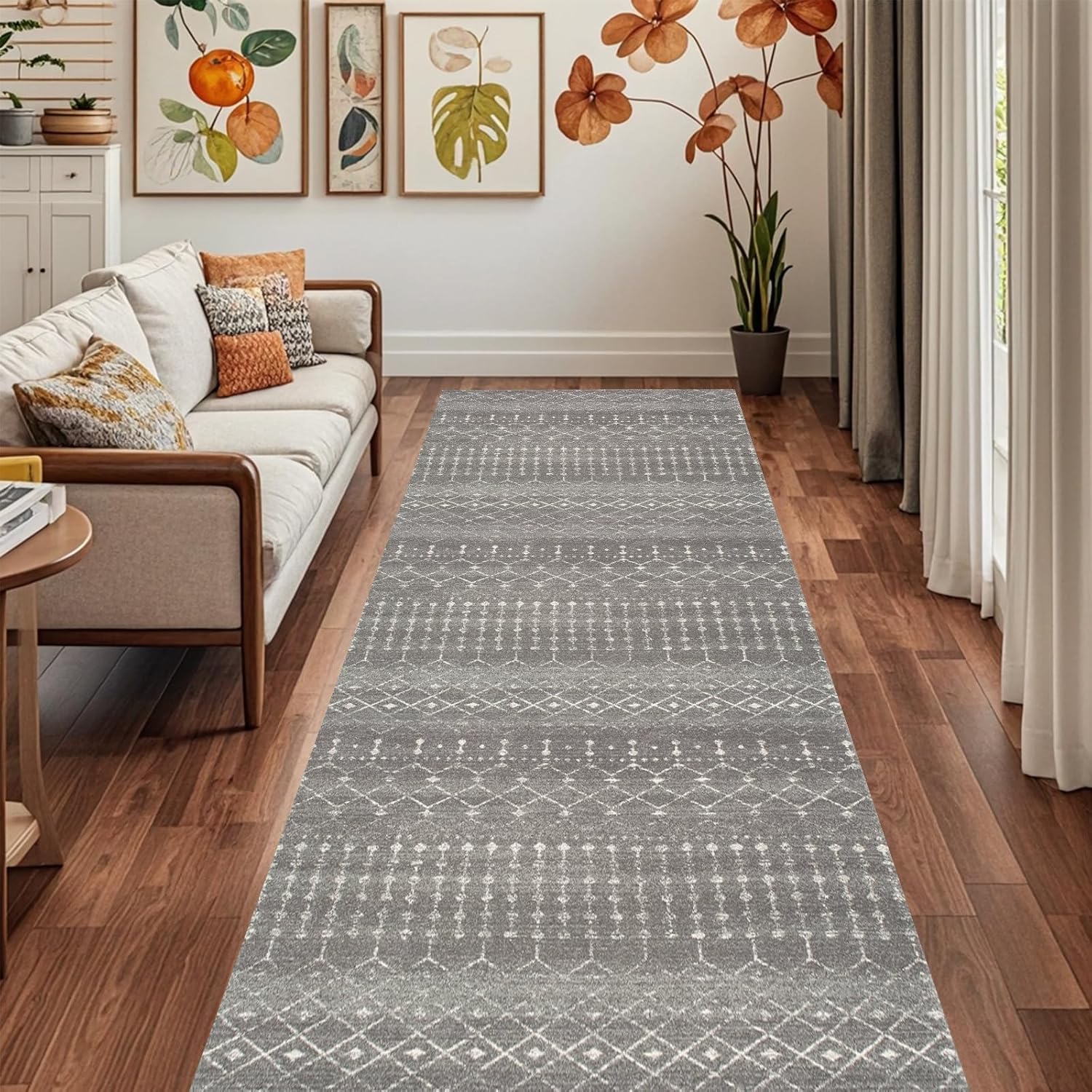 Amazon.com: Hallway Runner Rug 2'x8' Washable Long Runner Rug Boho Grey ...