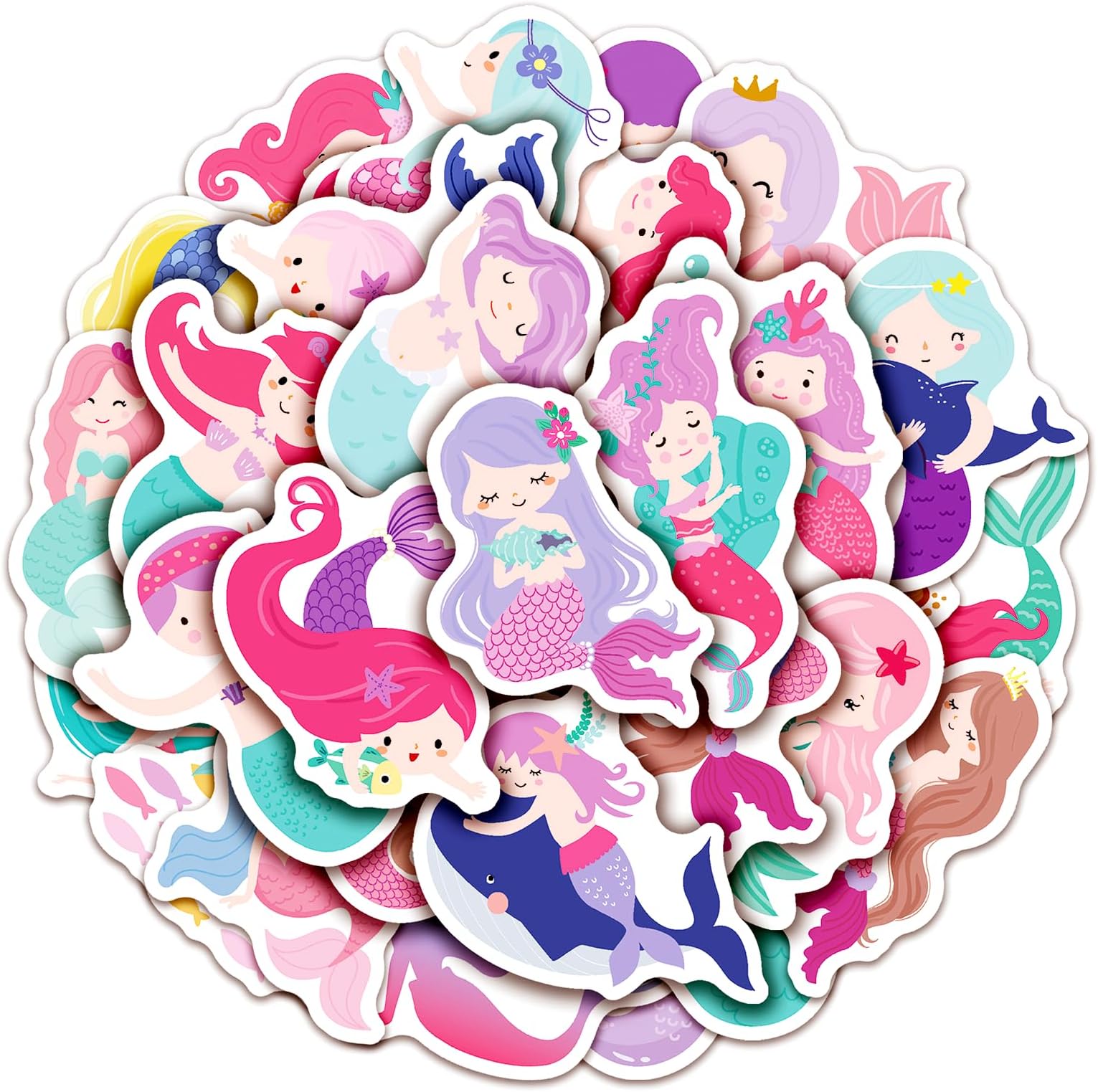 Amazon.com: 100 Pack Mermaid Stickers, Mermaid Party Favors, Birthday ...