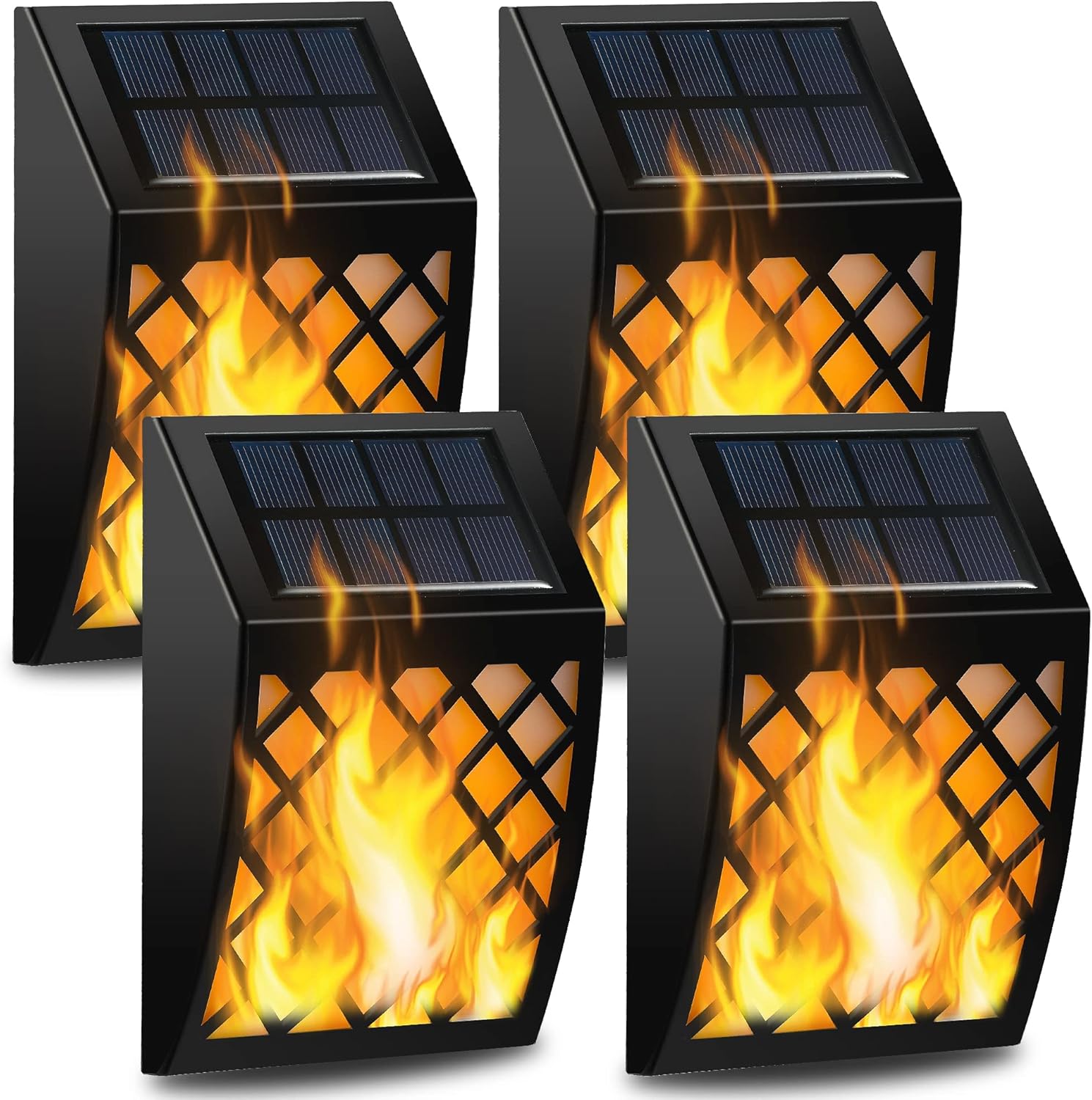 Dynaming Solar Flame Lights Outdoor, 4 Pack Solar Powered Wall Lights ...