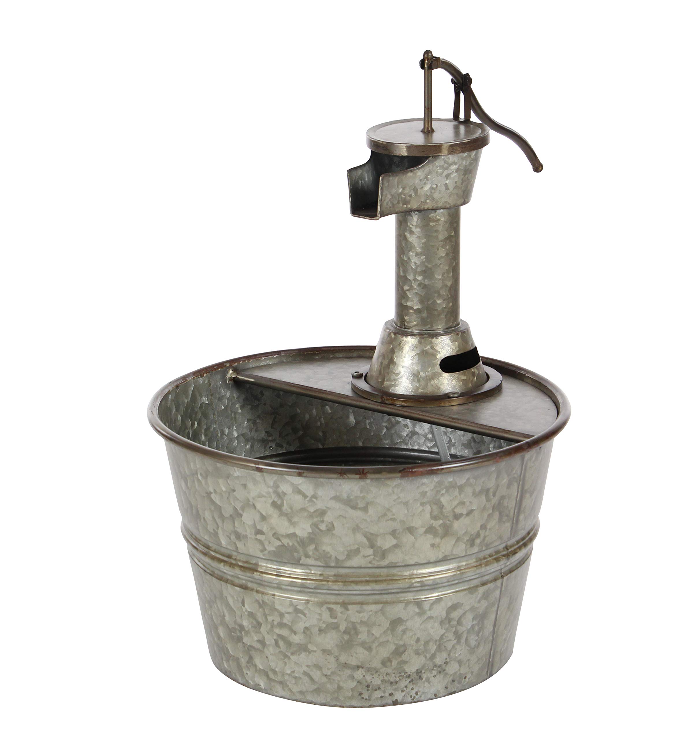 Deco 79 Metal Fountain with Pump Style Faucet, 15" x 17" x 18", Gray