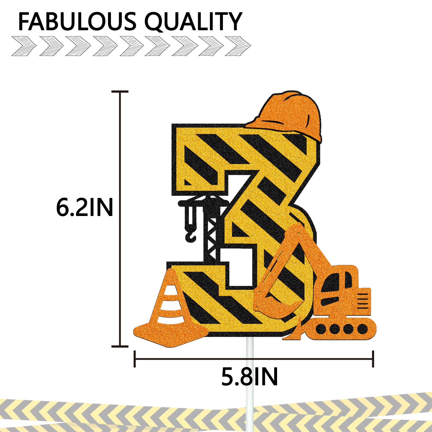 Ohiviaaa Construction 3rd Birthday Cake Topper For Kids Boy Girl ...