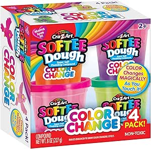 Amazon.com: Cra-Z-Art Softee Dough Color Change Dough Cans, Kids ...